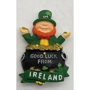 Accents | Good Luck From Ireland Leprechaun Pot Of Gold Fridge Magnet ...